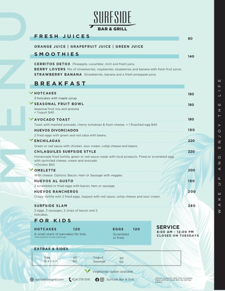 Menus – #surfsidewithstyle