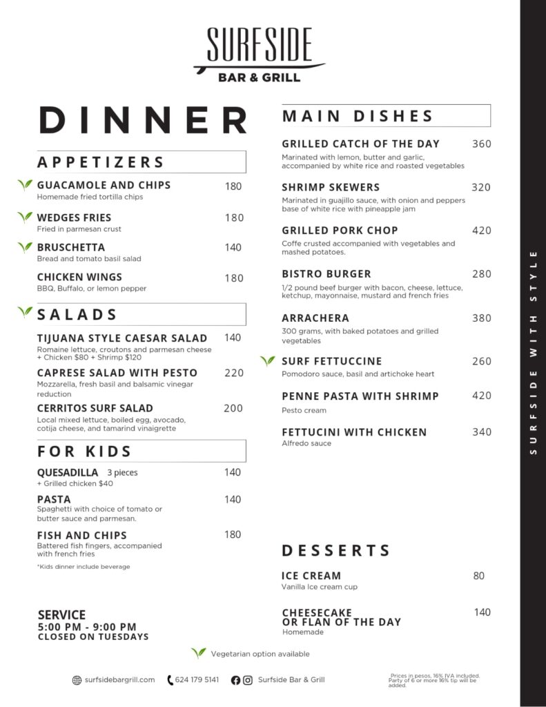 Menus – #surfsidewithstyle